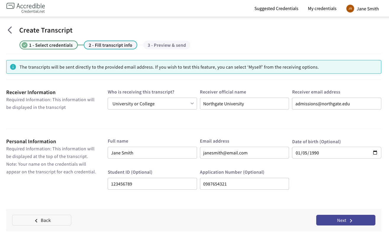 Transcripts: Viewing, Creating and Sending a Transcript