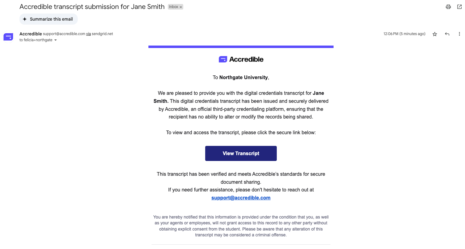 Transcripts: Viewing, Creating and Sending a Transcript