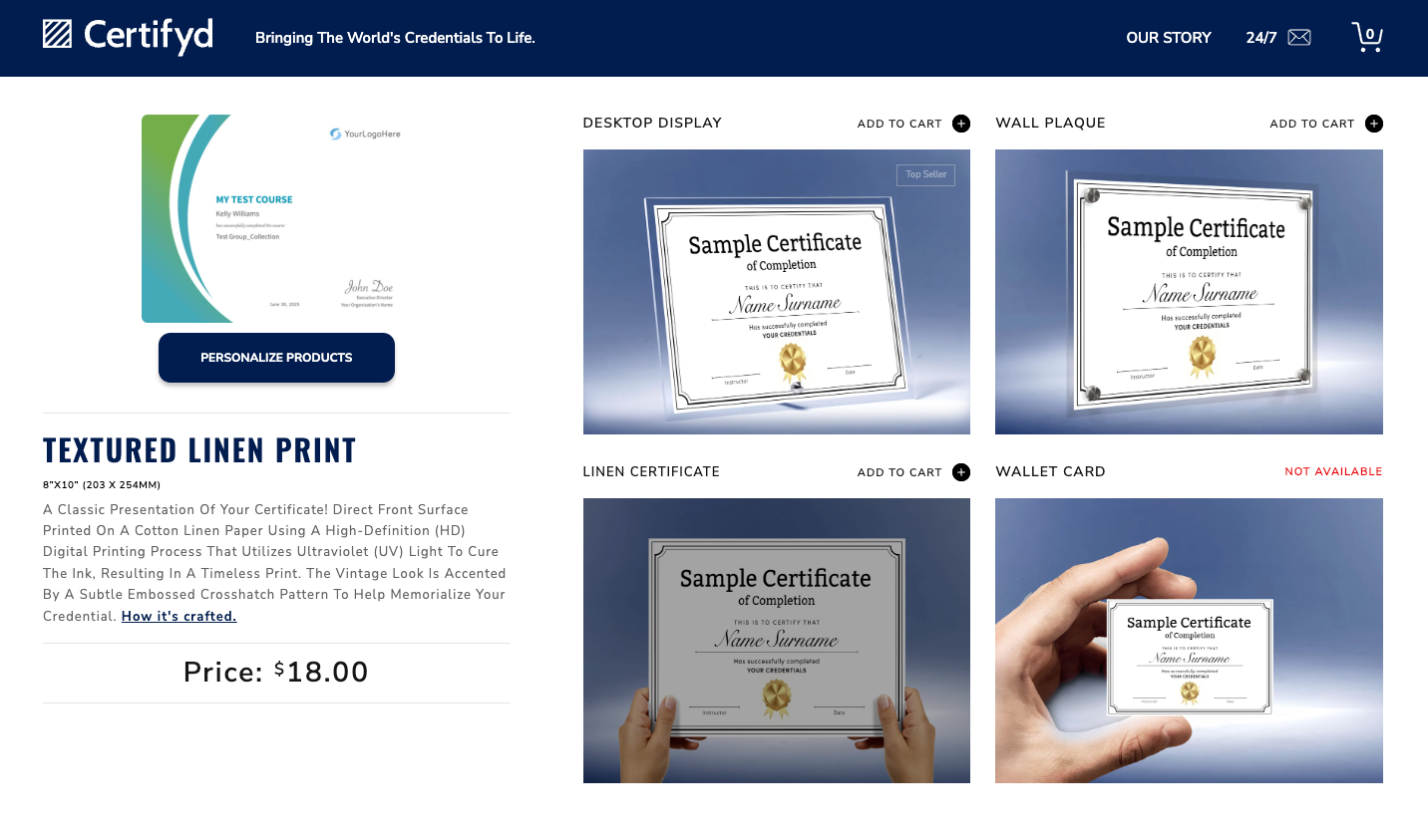 Enabling Physical Printing & Purchasing a Printed Certificate