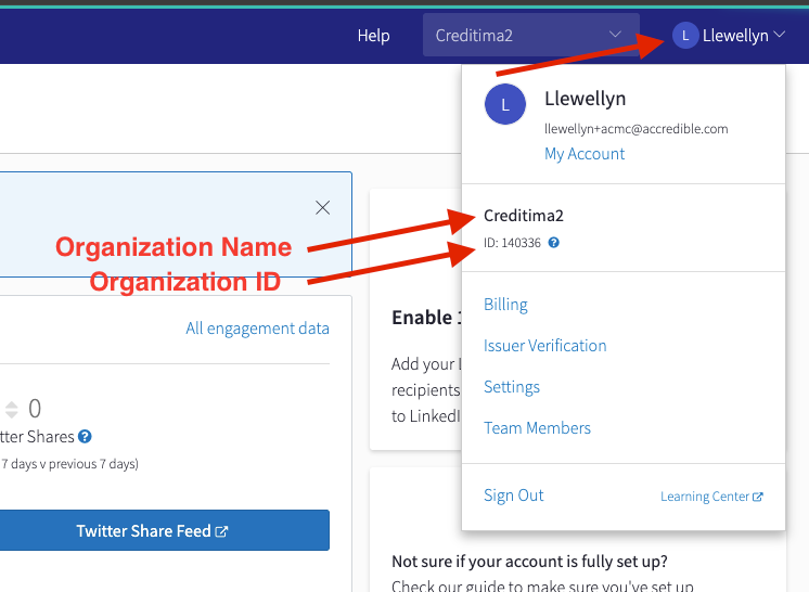 How to find your Accredible Organization Name or Organization ID?